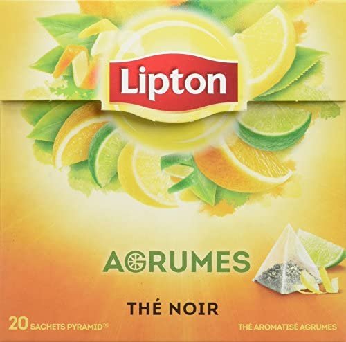 Lipton Thé Noir Agrumes, Mélange Frais et Acidulé, Citron, Citron Vert ...