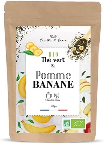 Feuille & Grain - Pomme Banane Thé Vert Aromatisé- Mélange de Feuilles ...
